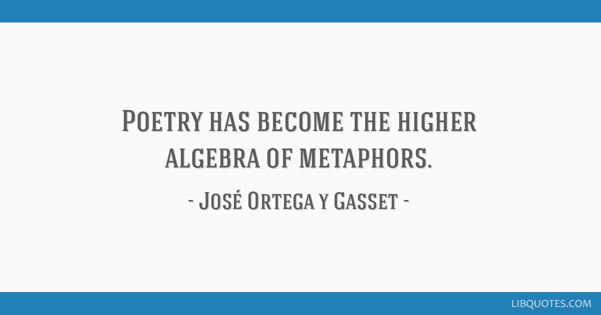 Poetry has become the higher algebra of metaphors.