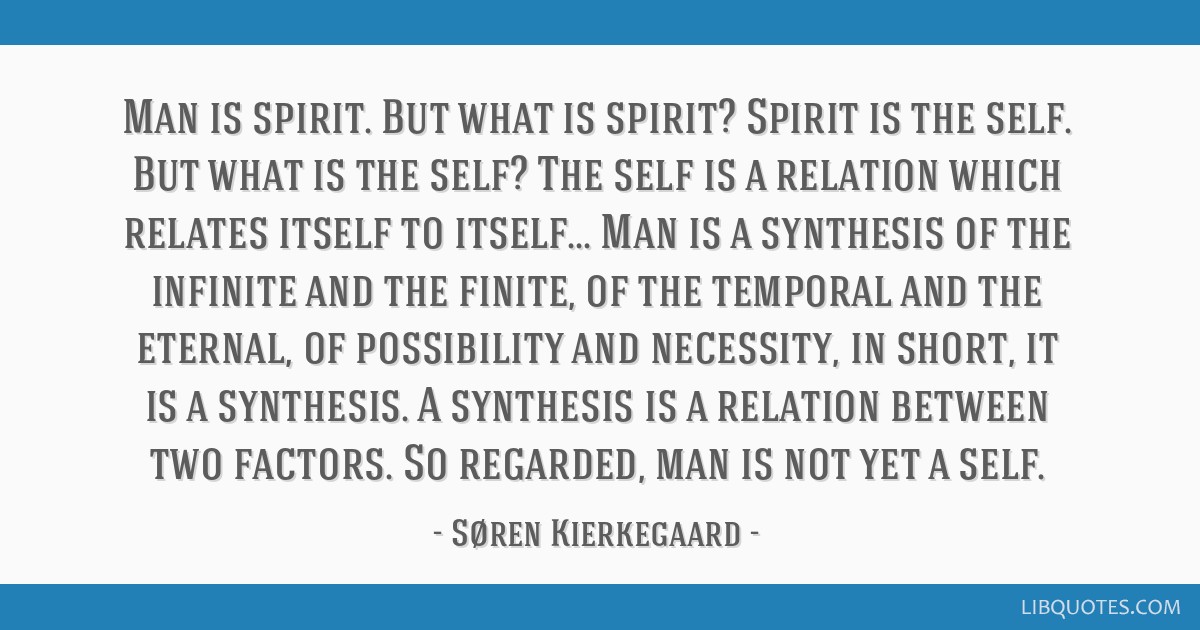Man is spirit. But what is spirit? Spirit is the self. But...