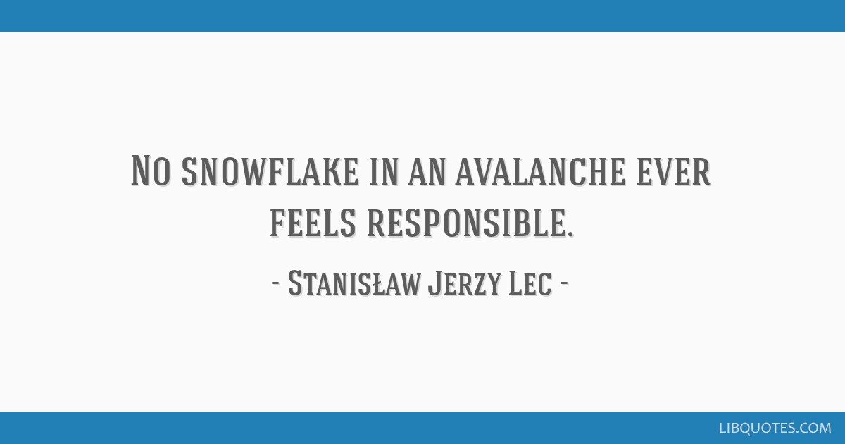 No snowflake in an avalanche ever feels responsible.