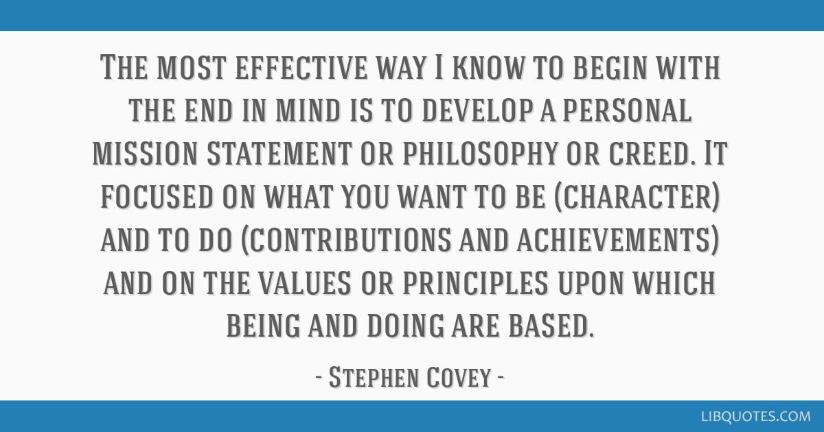 Personal Mission Statement Stephen Covey Lasemve