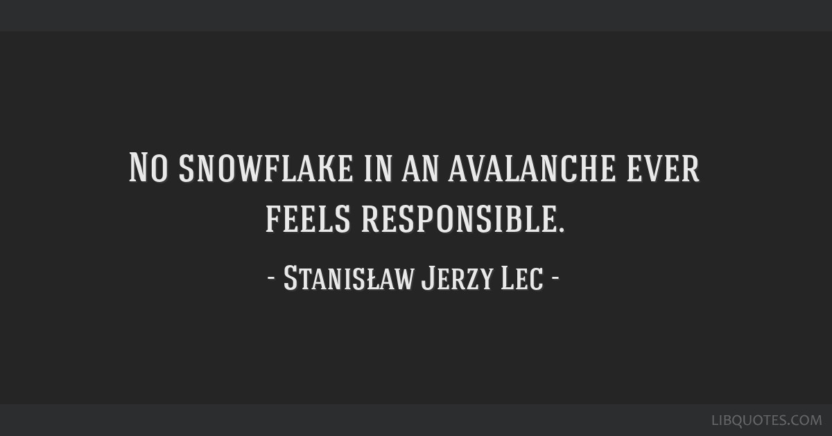 No snowflake in an avalanche ever feels responsible.